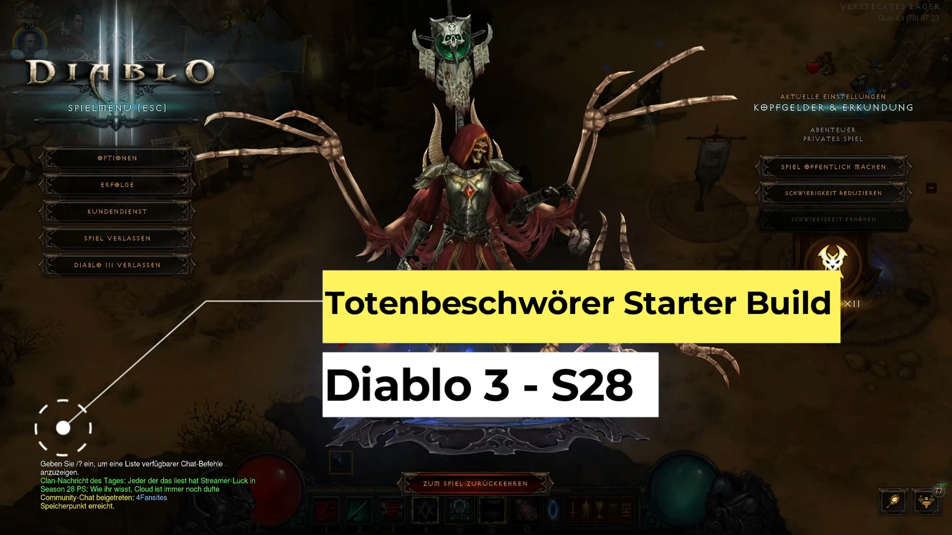 Diablo 3: Totenbeschwörer Starter Build für S28